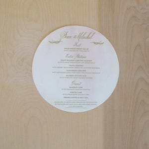 Circle Wedding Menu, Menu Card, Custom Menu, 6 Inch Circle Menu, Laser ...