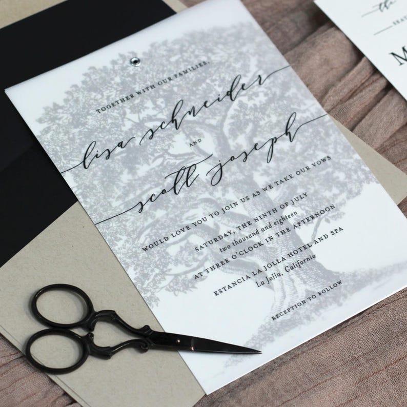 Oak Tree Wedding Invitation Vellum Wedding Invitation Tree - Etsy