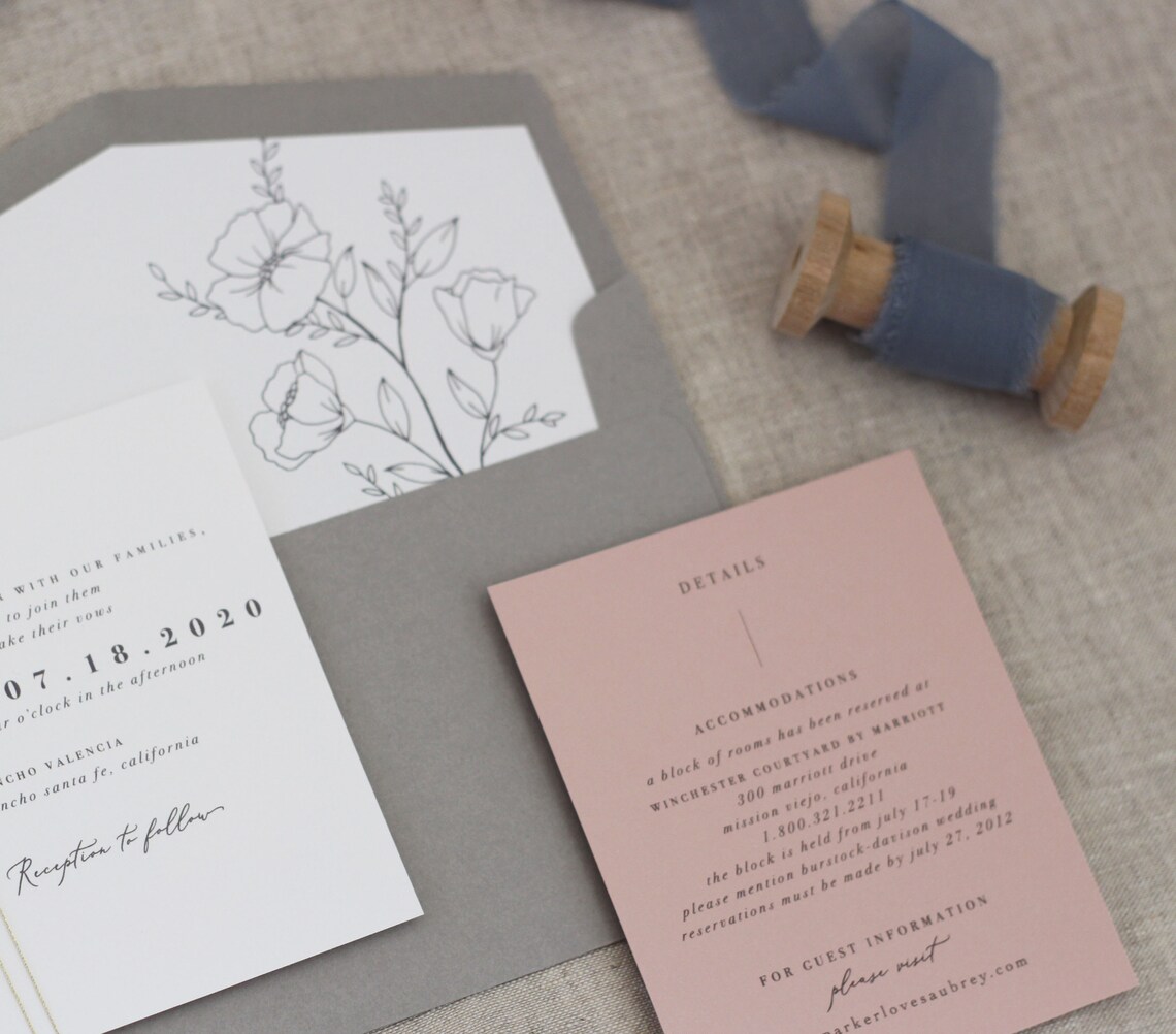 Minimal Invitation Modern Invitation Colored Paper | Etsy