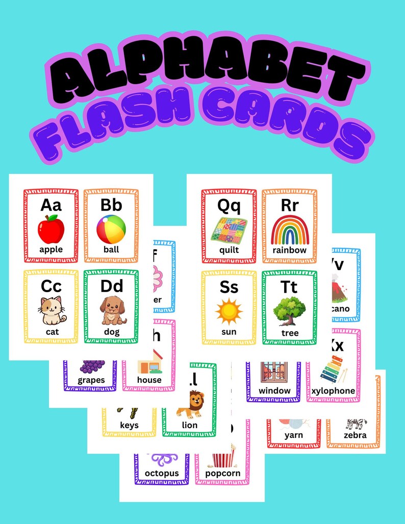 Alphabet Flash Cards - Etsy