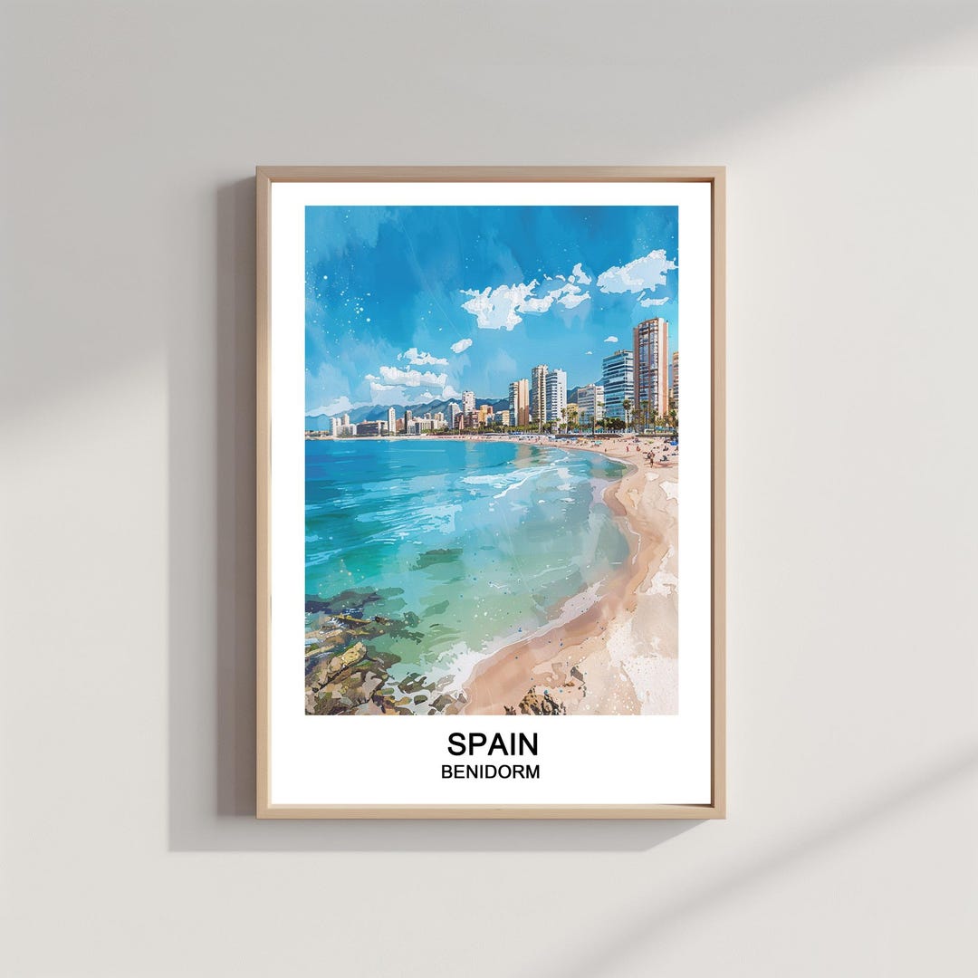 Benidorm Spain Watercolor Print: Costa Blanca Travel Poster (digital ...