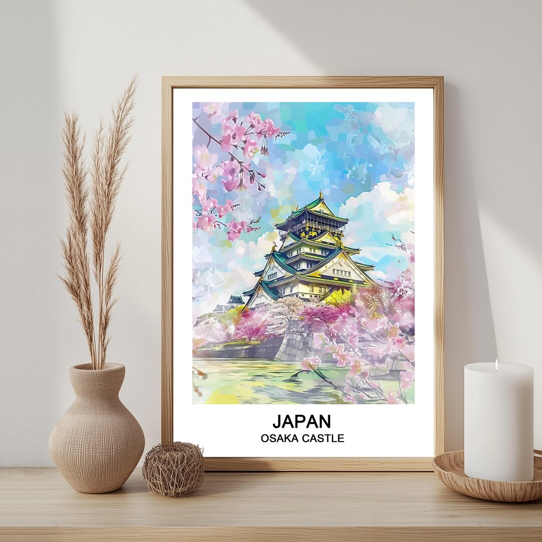 Osaka Castle Japan Wall Art: Watercolor Print, Travel Poster, Wall Art ...
