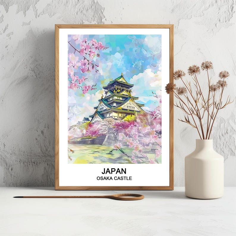 Osaka Castle Japan Watercolor Print: Travel Wall Art (digital Download ...