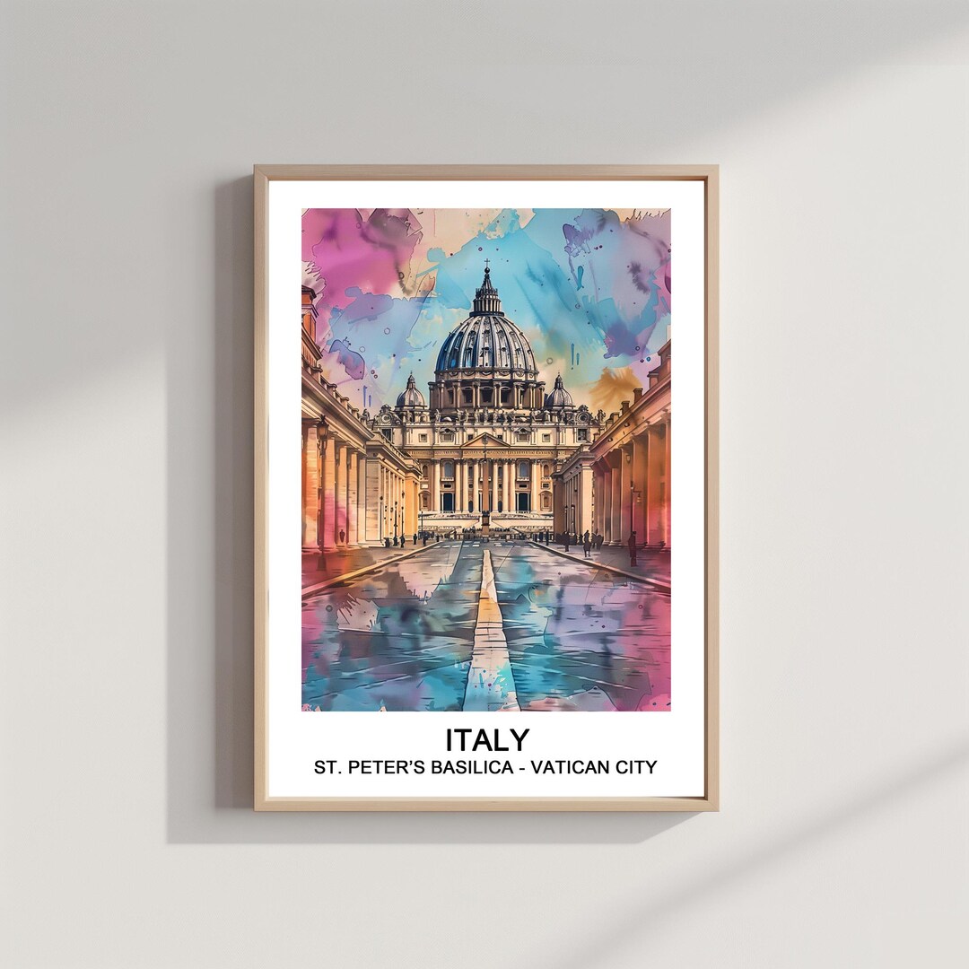 St Peter's Basilica Watercolor Print: Vatican City Travel Poster ...