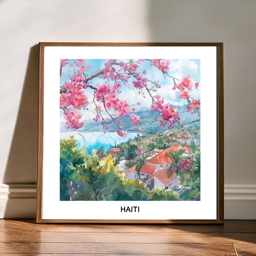 Haiti, Caribbean Square Watercolour Poster Travel Memories Downloadable ...