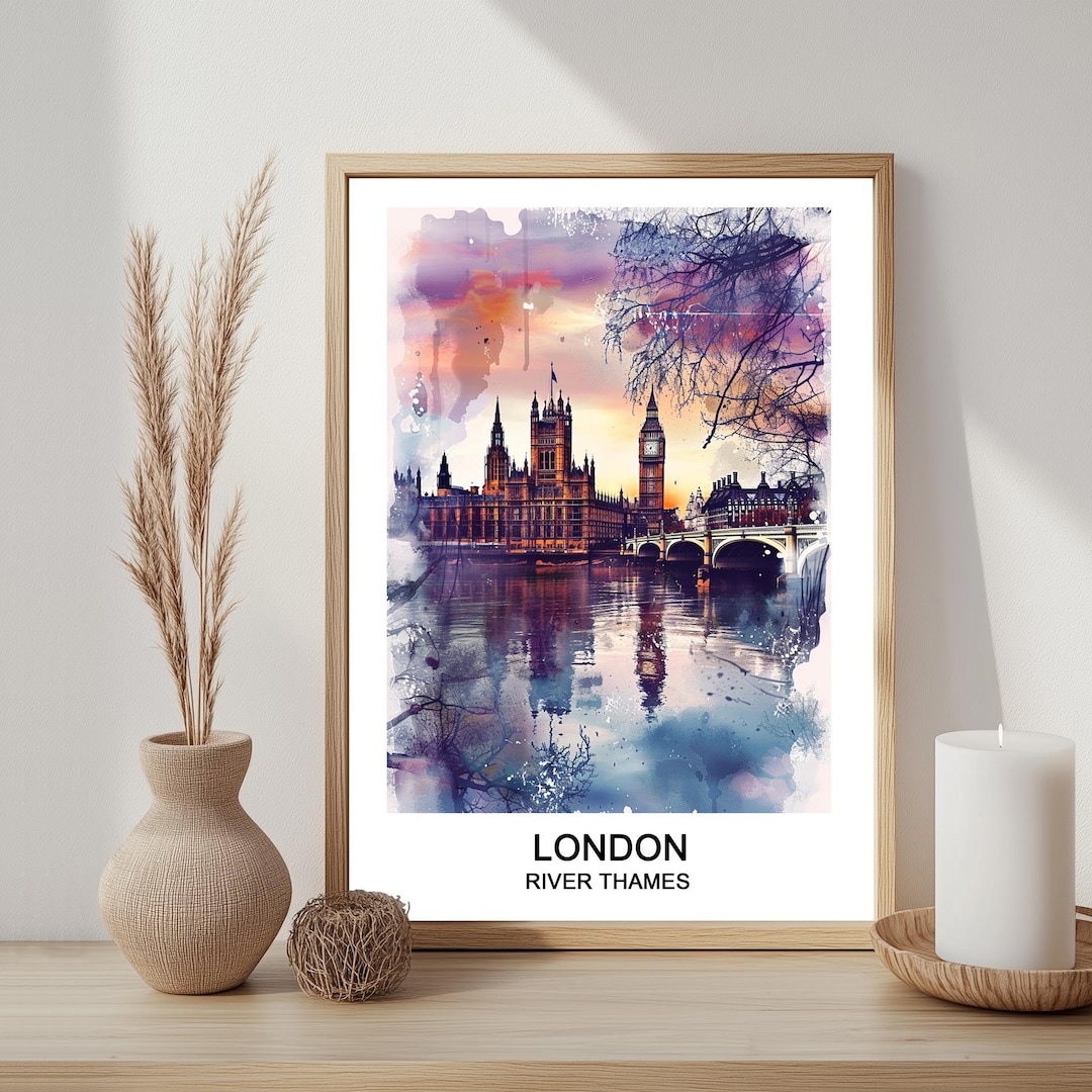The River Thames, London: Watercolor Print, Travel Poster, Wall Art ...