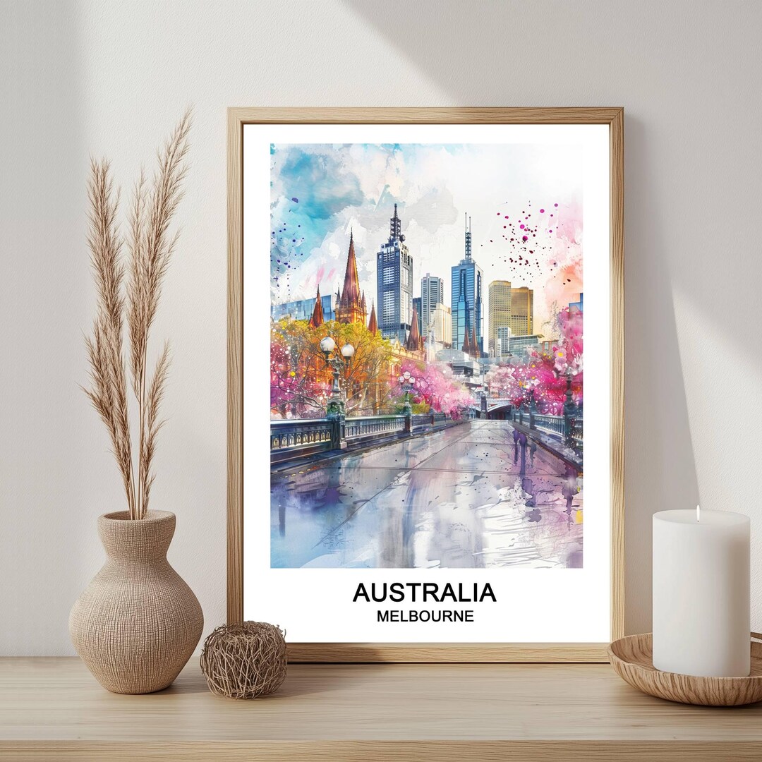 Melbourne Australia Watercolor Print: Travel Wall Art (downloadable) - Etsy
