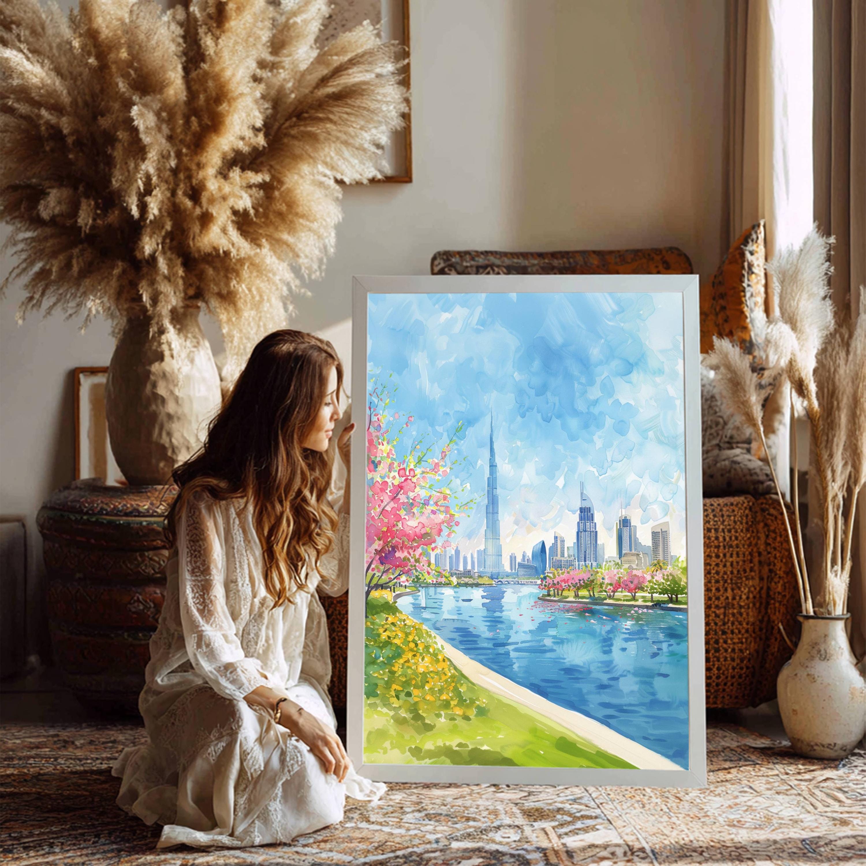 Dubai Watercolor Print: United Arab Emirates Travel Poster ...