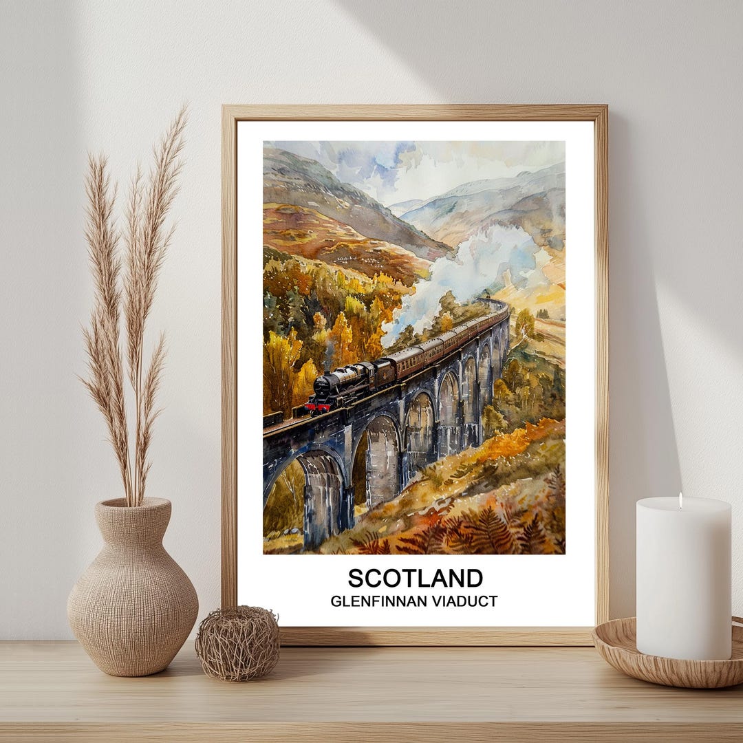 Glenfinnan Viaduct, Scotland: Watercolor Print, Travel Poster, Wall Art ...