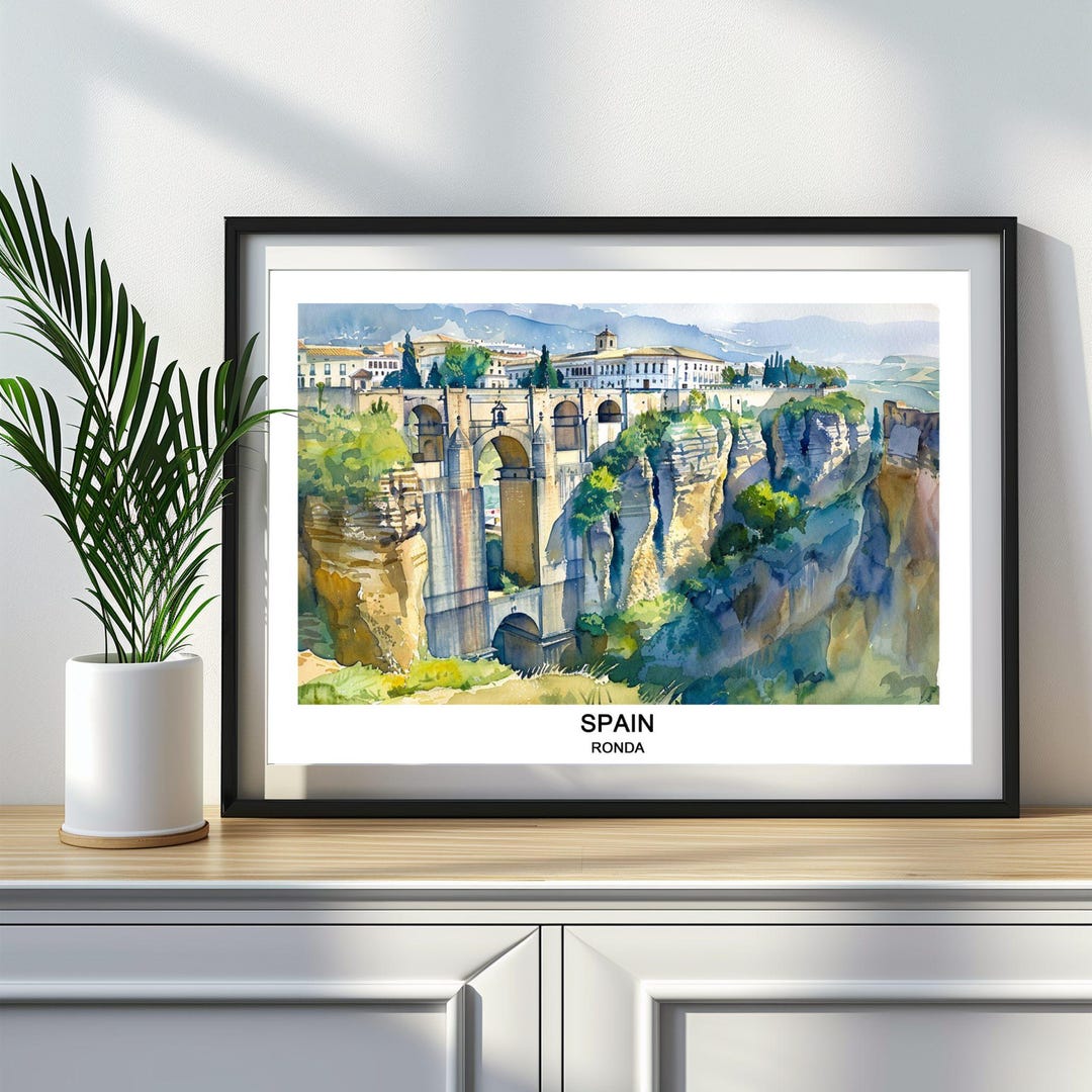 Ronda Andalusia Spain Wall Art Print Travel Memories Watercolour Poster ...