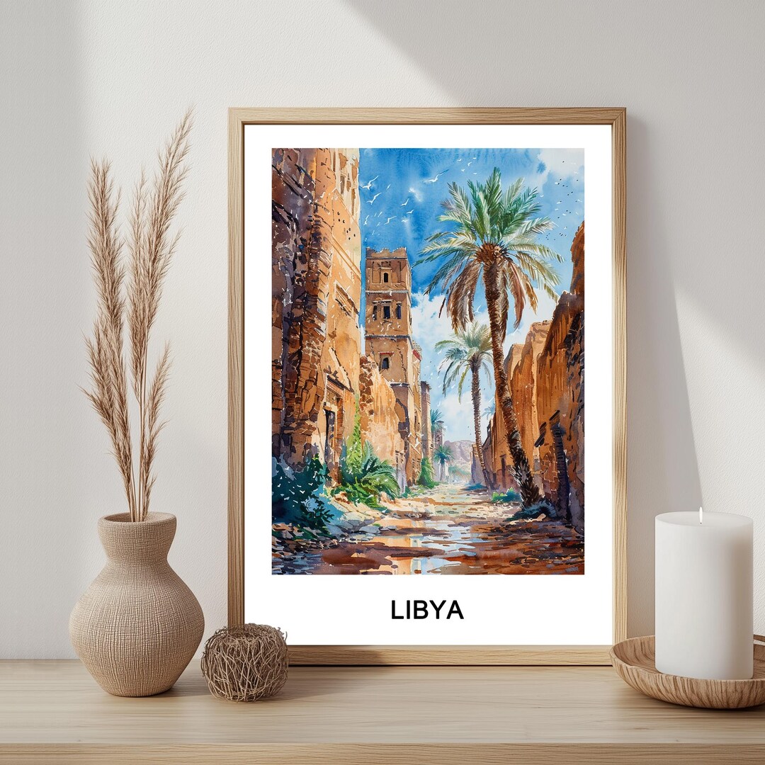 Libya, North Africa, Watercolour Poster Travel Memories Downloadable ...
