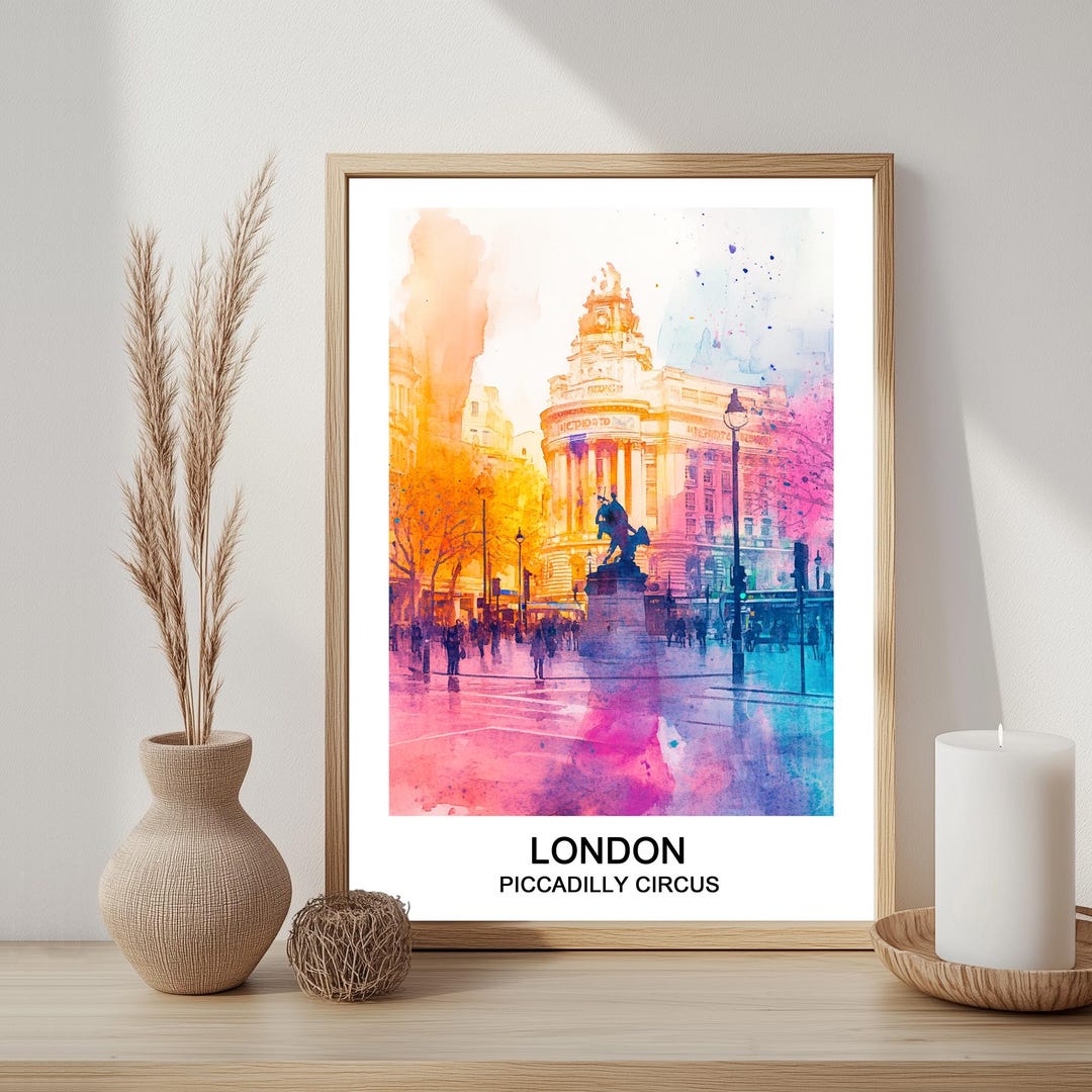 Piccadilly Circus London Watercolor Travel Poster (downloadable Art) - Etsy