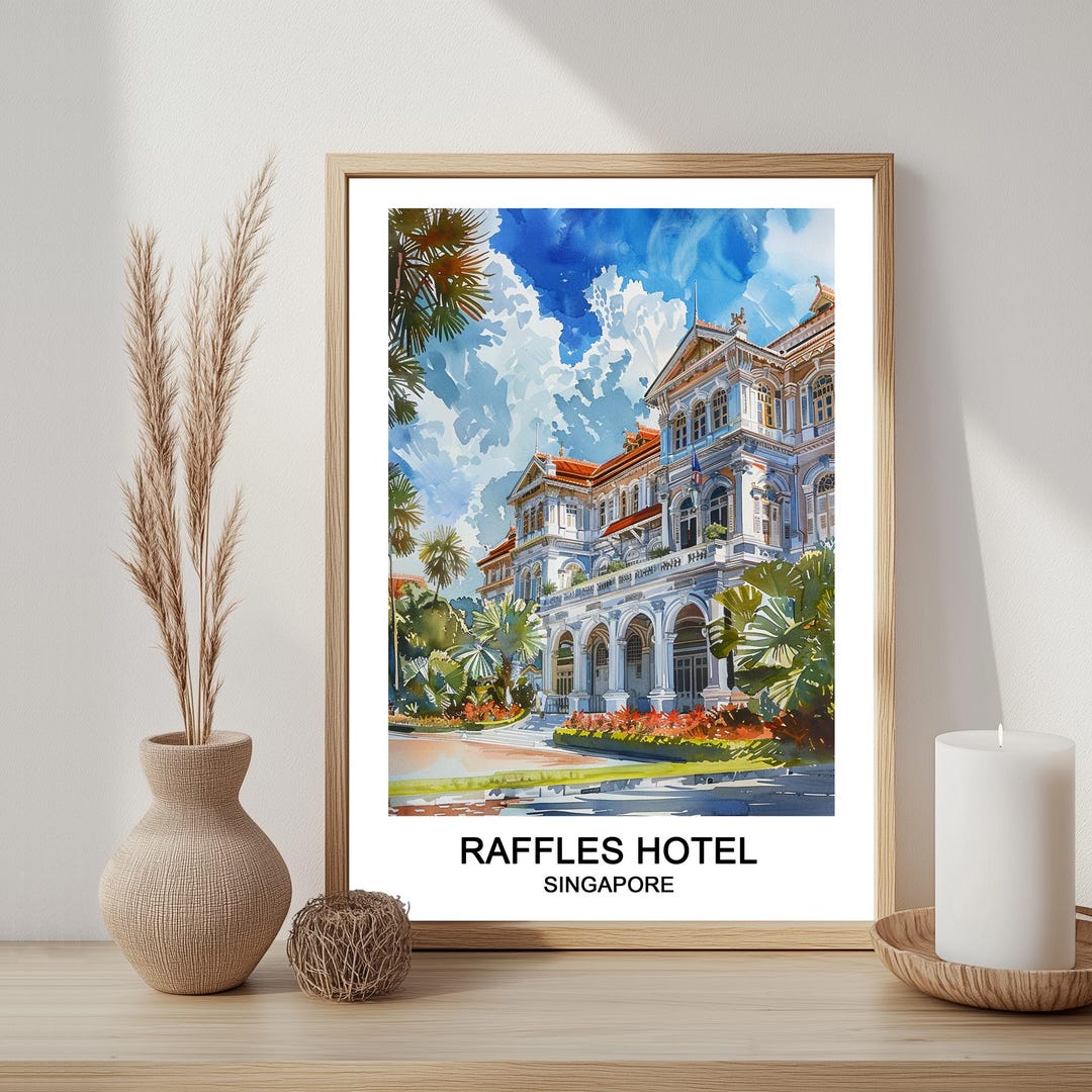 Raffles Hotel Singapore, Watercolor Print, Travel Memories ...
