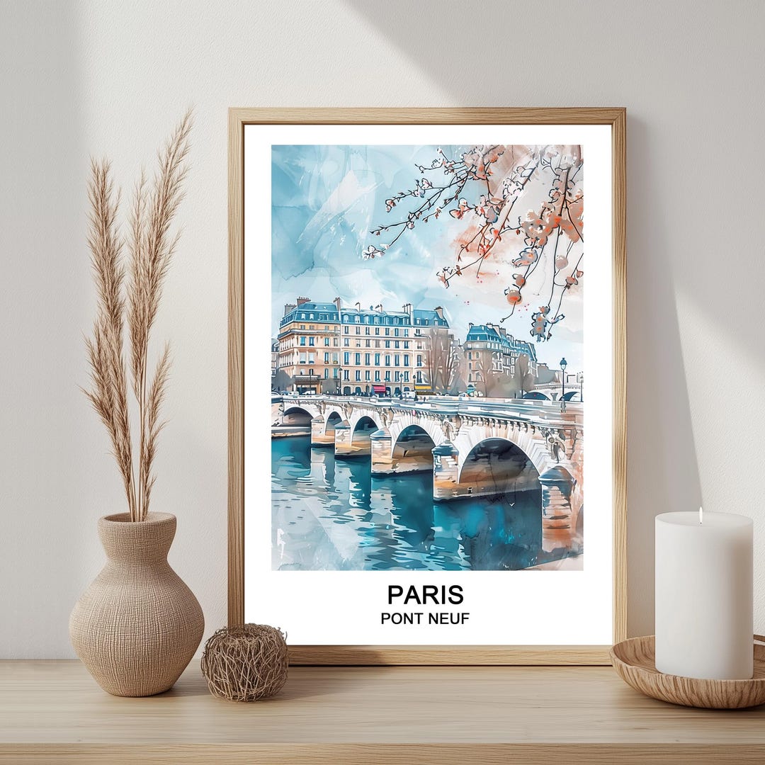 Pont Neuf Bridge, Paris: Watercolor Print, Travel Poster, Wall Art ...