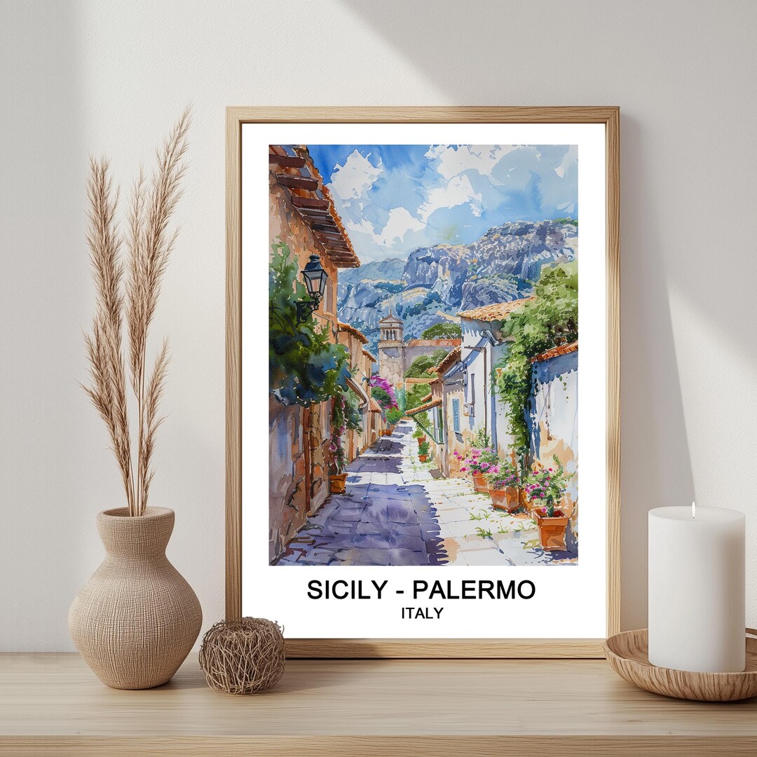 Palermo, Sicily, Italy, Europe: Watercolor Print, Travel Poster, Wall Art Memory, Printable Art ...