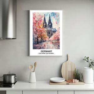 Cologne Cathedral Watercolor Print: Vintage Germany Travel Poster ...