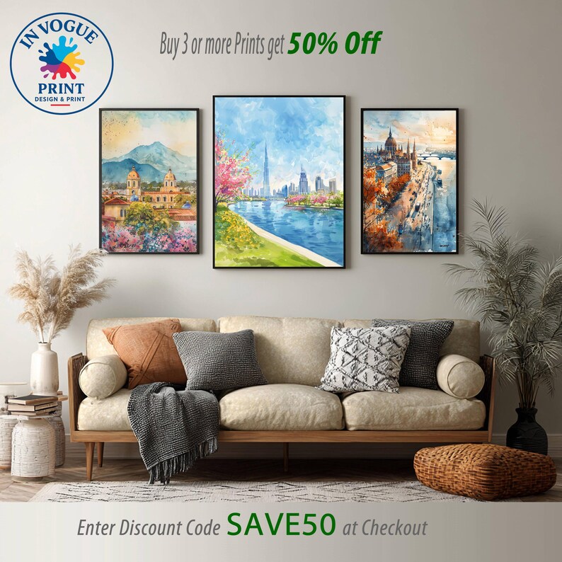 Dubai Watercolor Print: United Arab Emirates Travel Poster ...