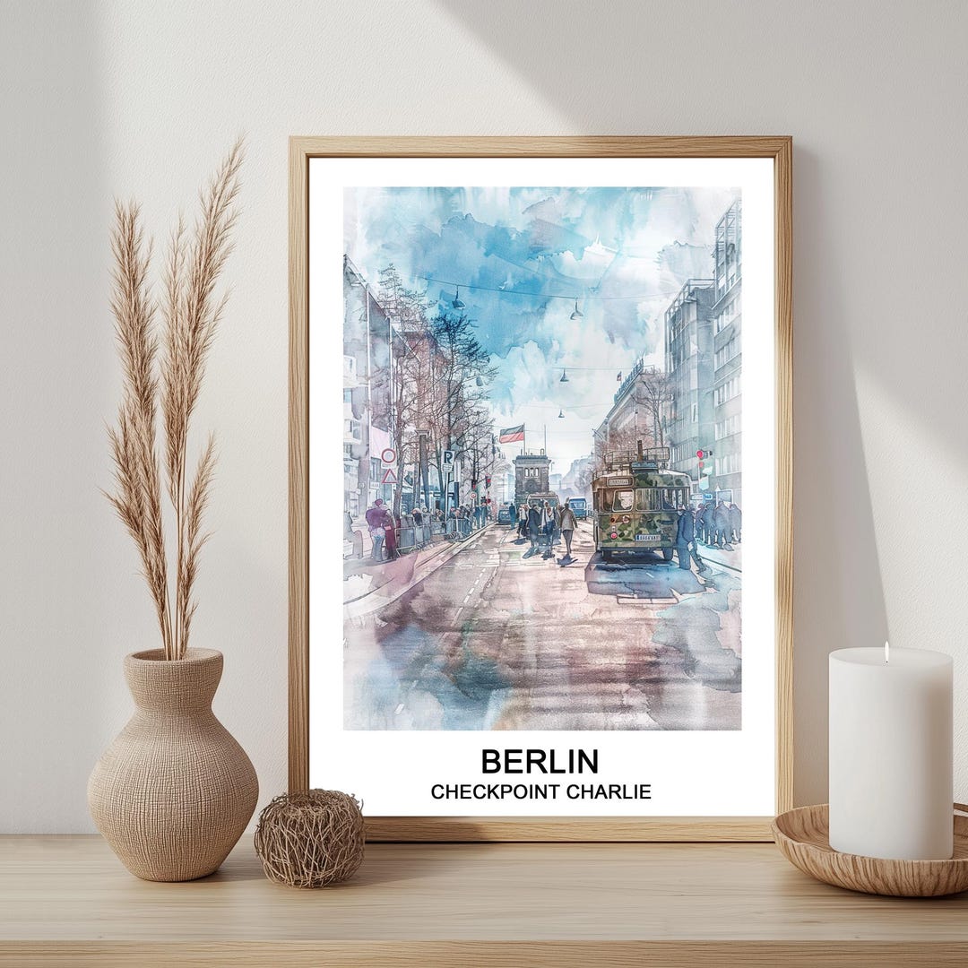 Checkpoint Charlie Berlin Watercolor Print: German Travel Poster ...