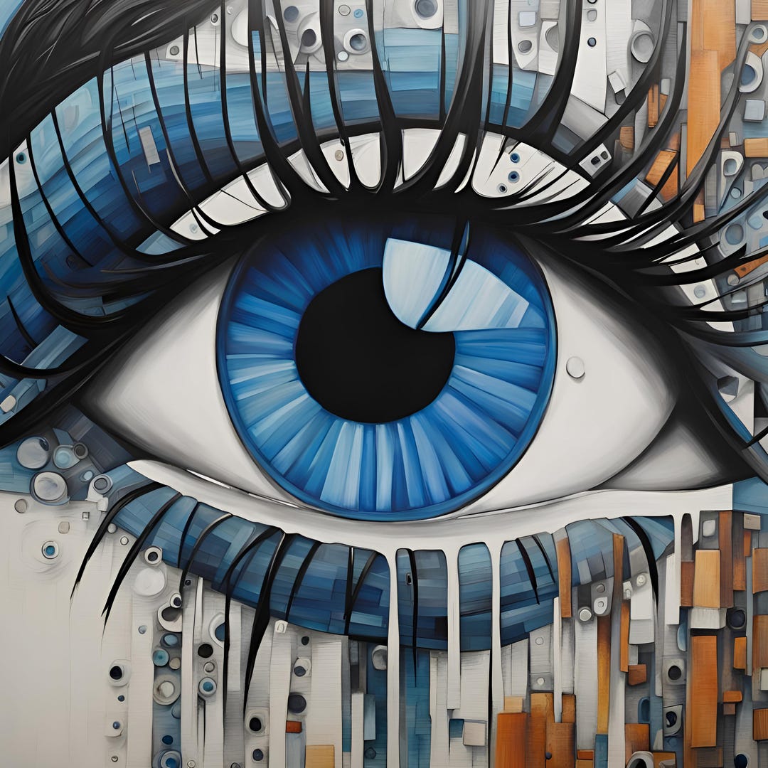 Vision - Blue Eyes Crying Colors - Abstract - Etsy