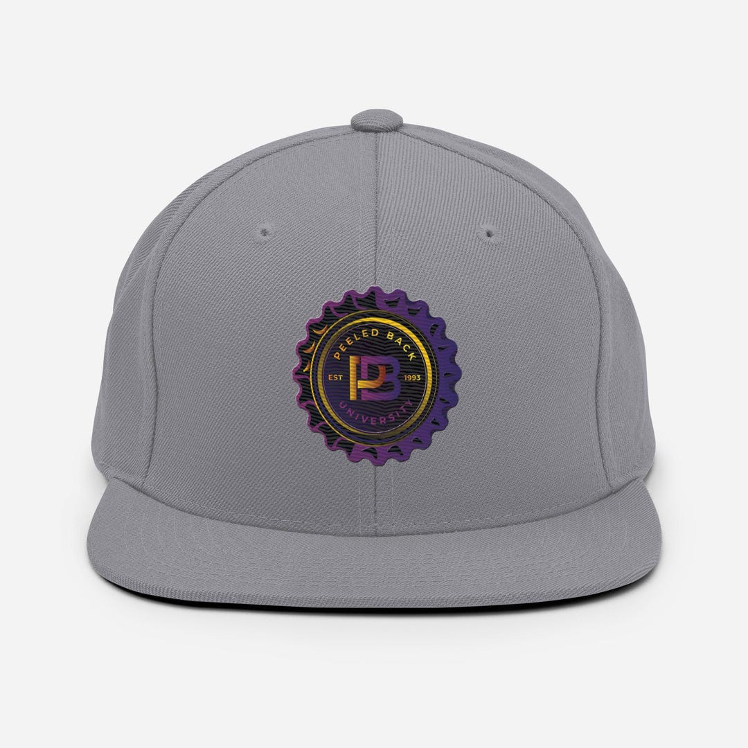 Peeled Back University, Embroidered Purple/gold Bottle Cap Snapback Hat ...