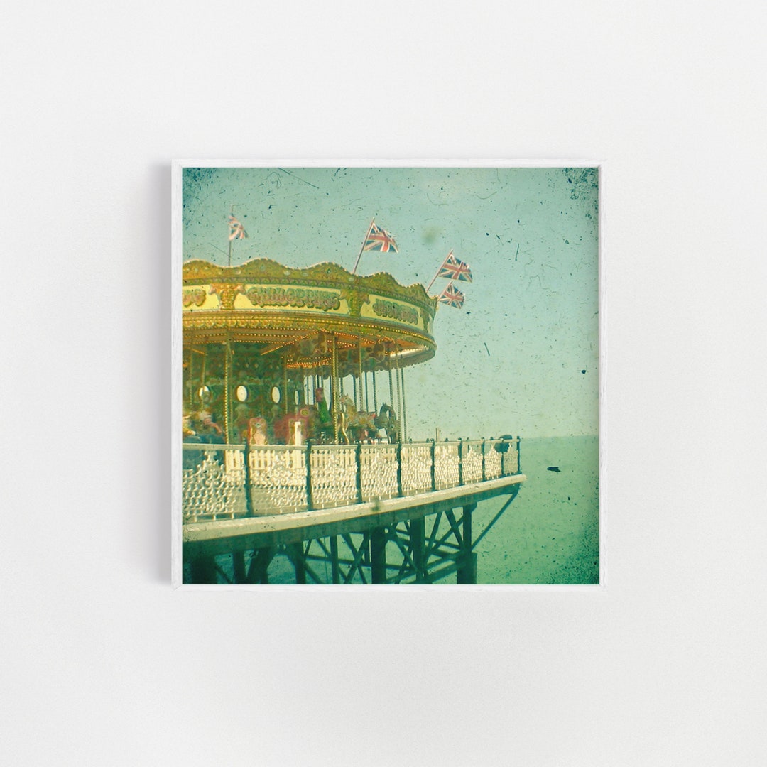Carousel Art Print, Carnival Photography, Coastal Decor - Carousel by ...