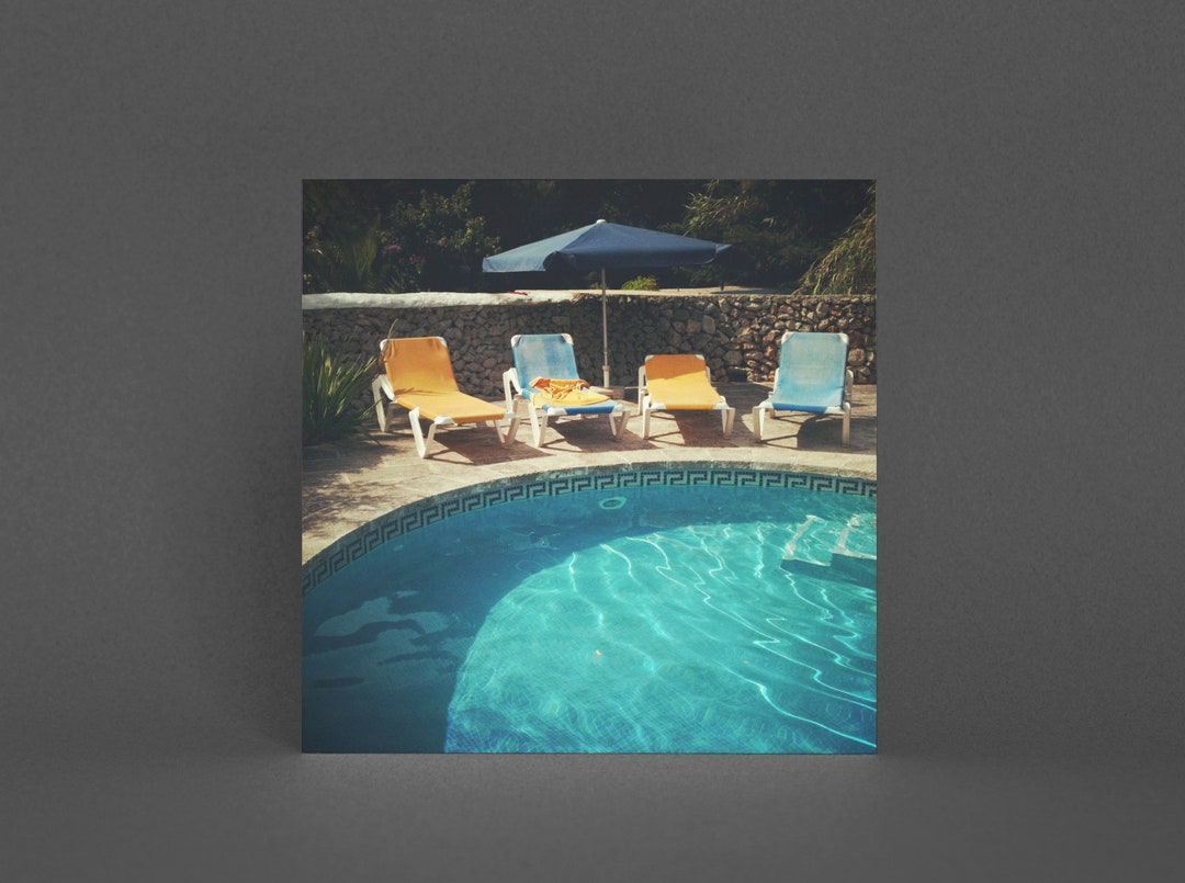 Swimming Pool Greetings Card, Summer Card - Sun Loungers - Etsy