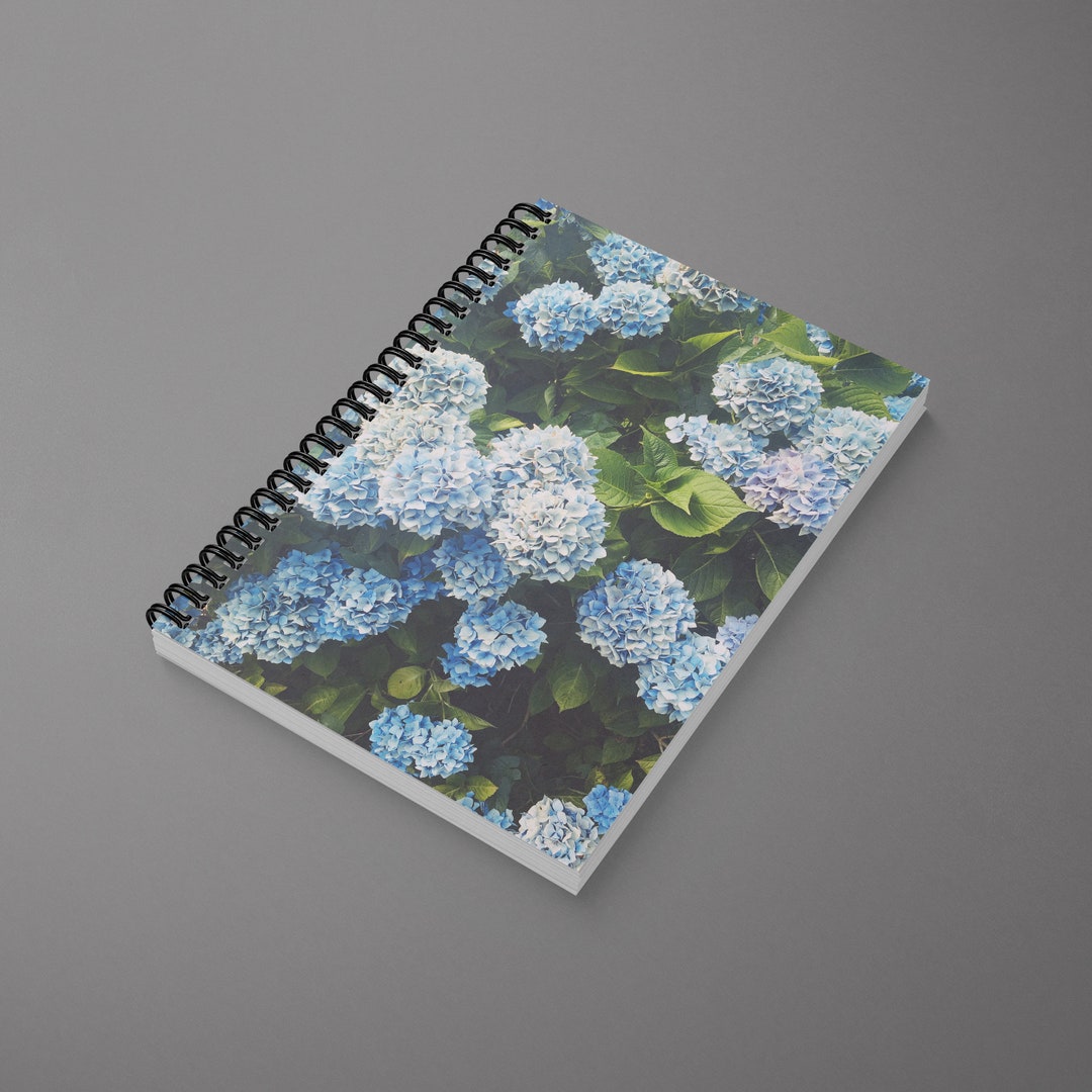 Floral Spiral Notebook - Blue Hydrangea - Etsy
