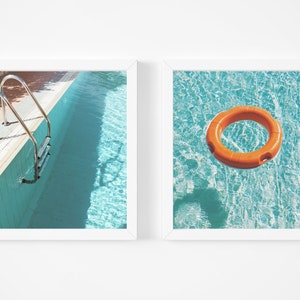Swimming Pool Art, Print Set of 2, Large Wall Art, Mid Century Art ...