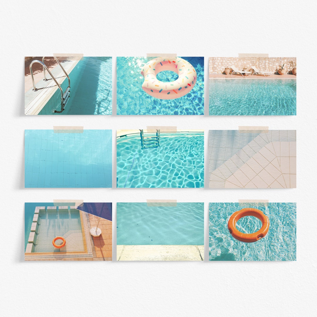 Swimming Pool Postcards, Blue Aesthetic Print Set, Stationery Set Pool ...