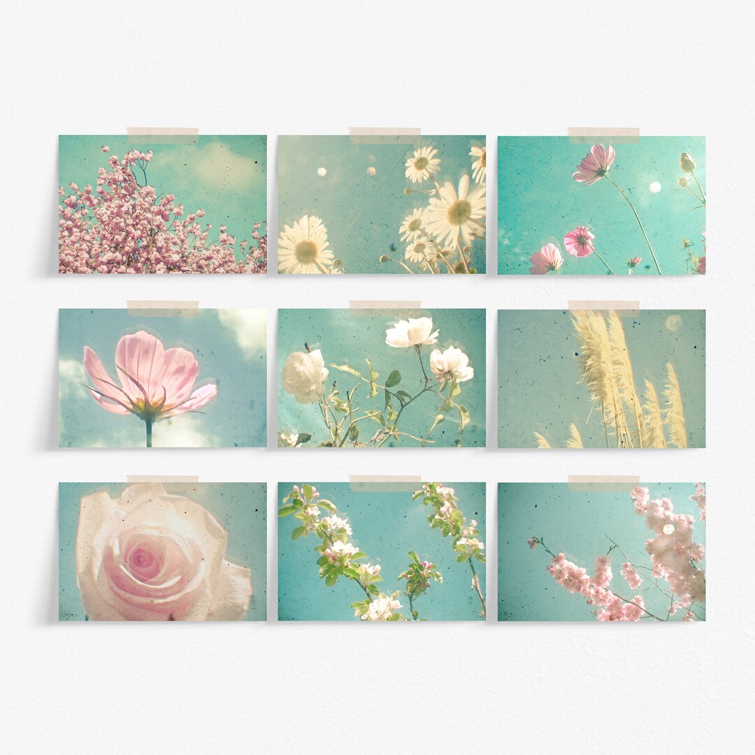 Flower Postcards, Aesthetic Room Decor, Stationery Set - Vintage ...