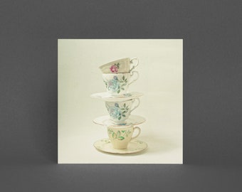 Tea Party Handmade Card, Tea Time, Greeting Card, Floral Card, Happy ...