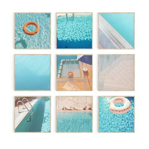 Swimming Pool Prints Set of 9 Aesthetic Prints Bathroom Wall - Etsy