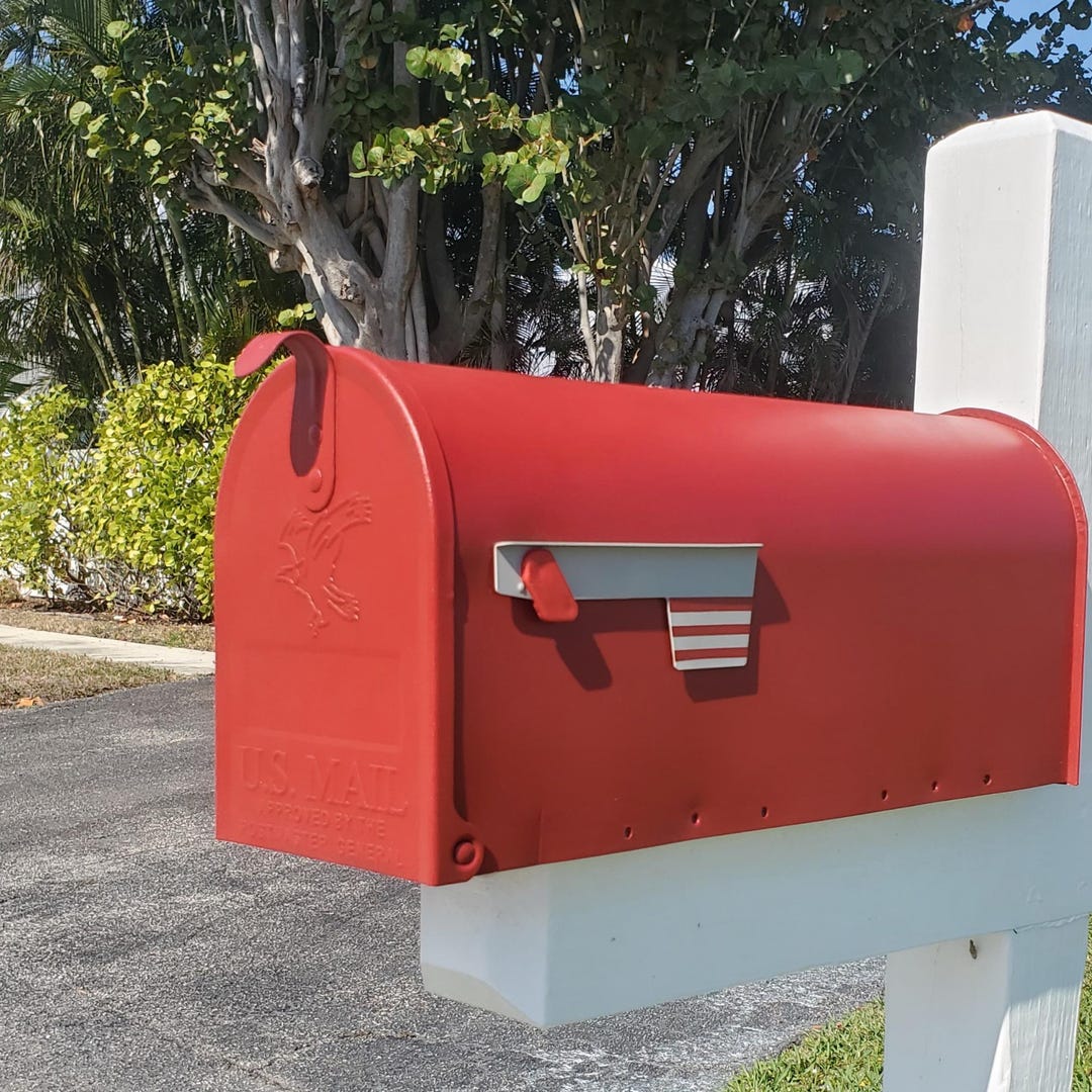 Rustic Red Mailbox Custom Painted Mailbox in Colonial Red, UV & Rust ...