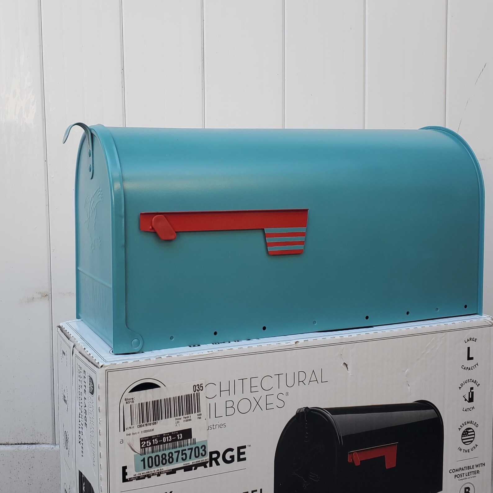 Large Size Mailbox Teal Painted Post Mount Mailbox House Warming Gift ...