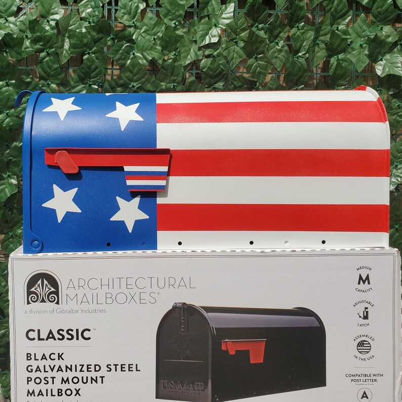 American Flag Mailbox in 3 Sizes, Custom Mailbox, Painted Mailbox Red ...