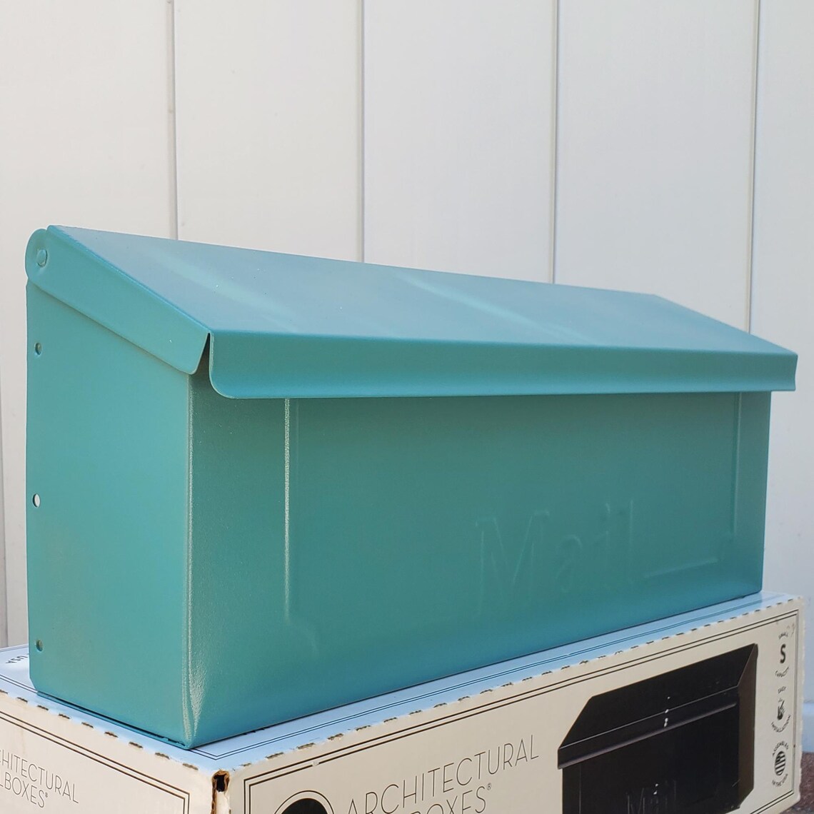 Teal Wall Mount Mailbox for Office or Townhouse Mailbox, Closing Gift ...
