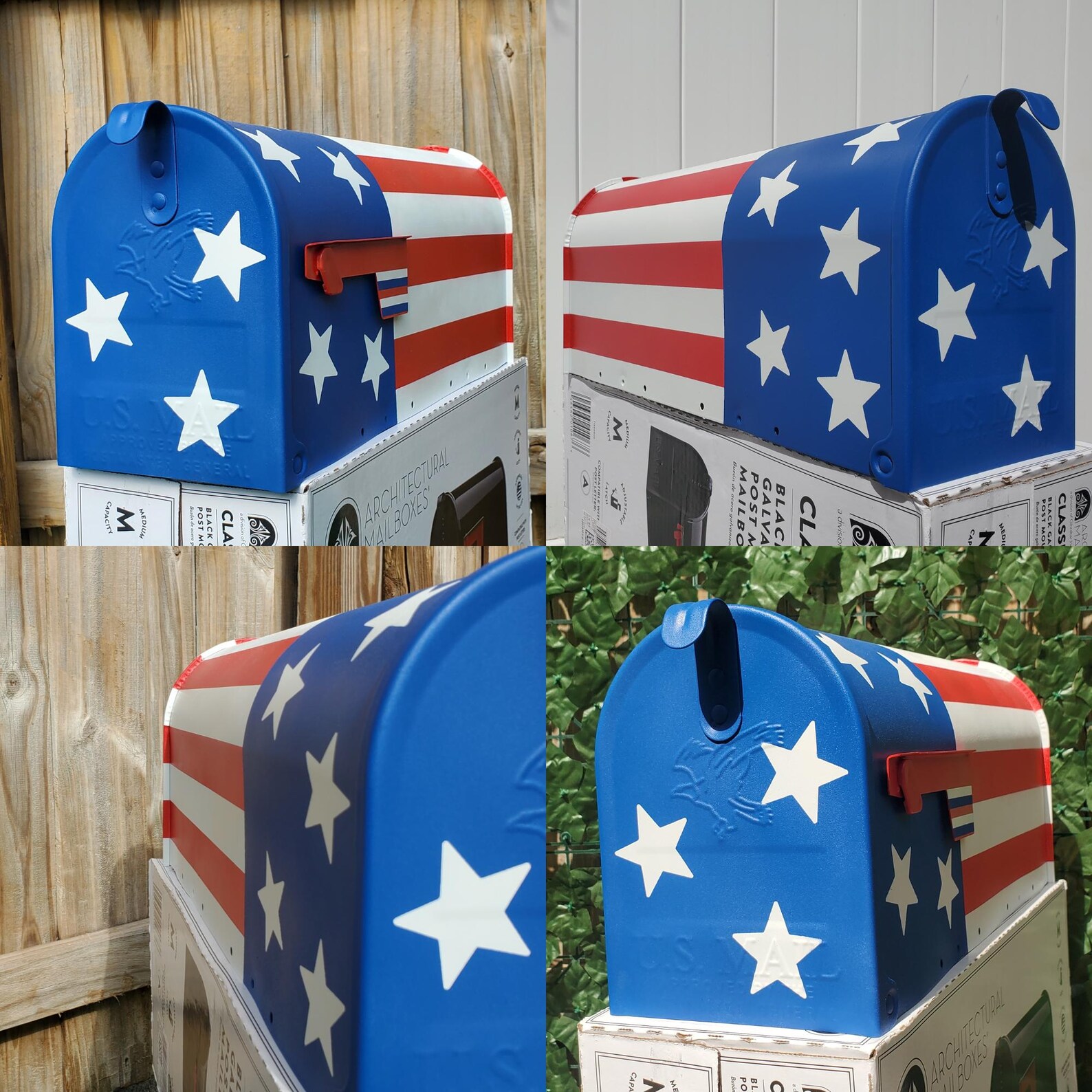 American Flag Mailbox in 3 Sizes, Custom Mailbox, Painted Mailbox Red ...