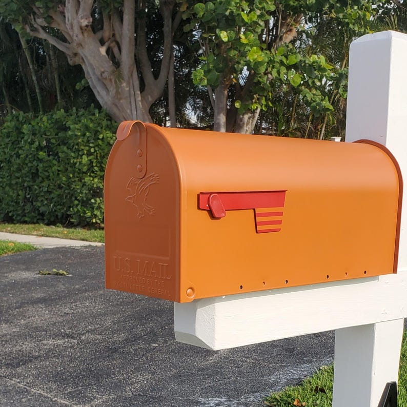 Orange Mailbox in 3 Sizes, Farmhouse Decor, Housewarming Gift for Buyer ...