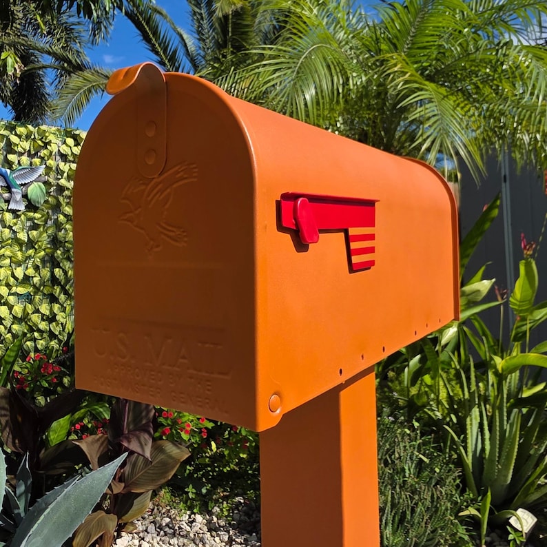 Orange Mailbox in 3 Sizes, Uv/rust Resistant, Rustic Farmhouse Decor ...