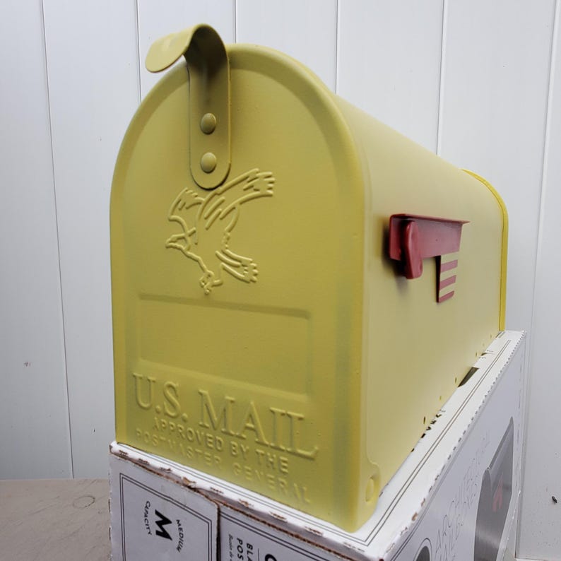 Lemongrass Painted Yellow Green Mailbox, Custom Mailbox, Unique Home ...
