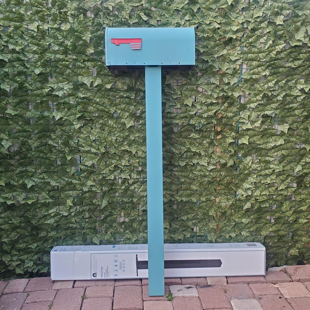 Teal Painted Mailbox Set - Post + Mailbox Included, Teal Blue Mailbox ...