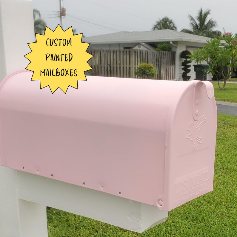 Pretty Pink Mailbox, Light Pink Post Mount Mailbox for New Home Owner ...