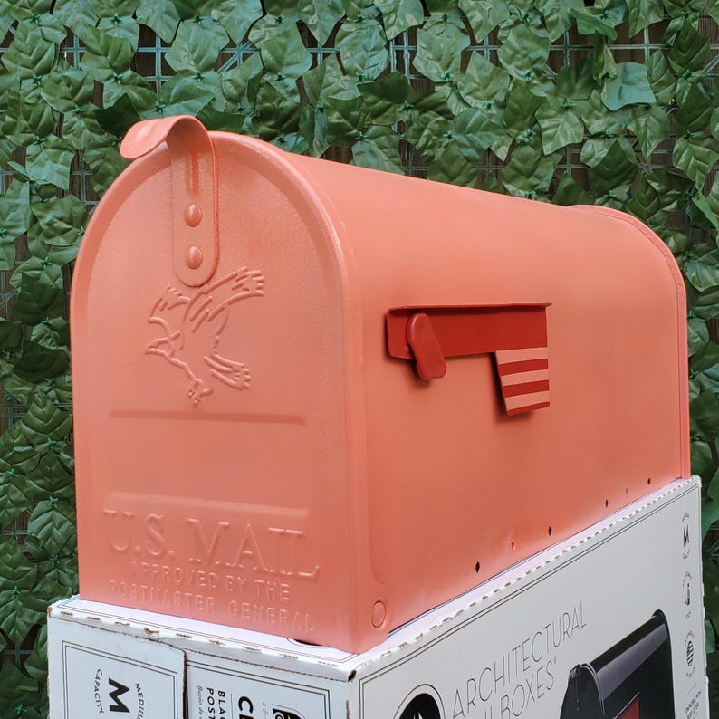 Coral Painted Mailbox – Custom Tropical Mailbox, Unique Beach House ...