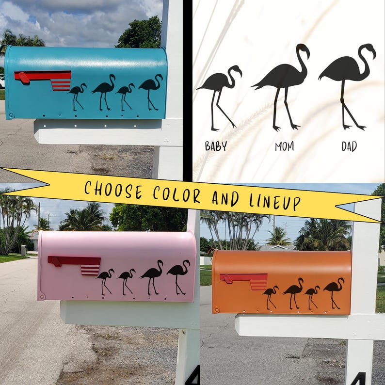 Tropical Mailbox Painted Flamingo Family Housewarming Gift Beach House ...