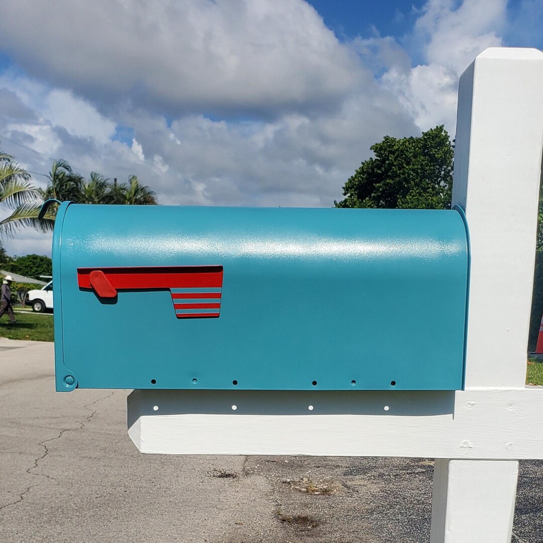 Teal Blue Mailbox - 3 Size Options, Custom Painted Mailbox, Vintage ...