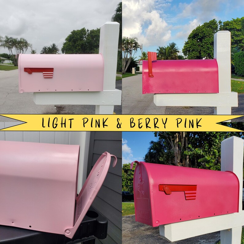 Pretty Pink Mailbox, Light Pink Post Mount Mailbox for New Home Owner ...