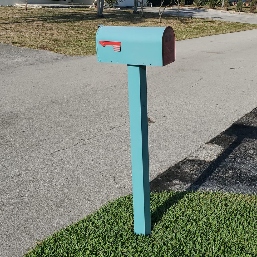 Teal Mailbox Post for Mailbox Stand Painted Vintage Teal - Mailbox Not ...