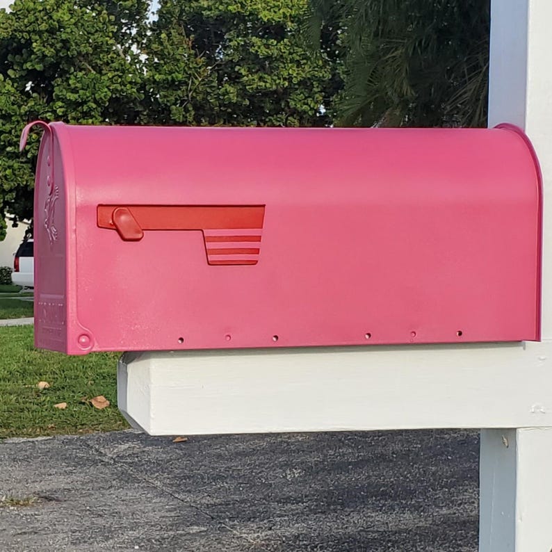 Berry Pink Painted Mailbox in 3 Sizes, Post Mount Mailbox, Housewarming ...