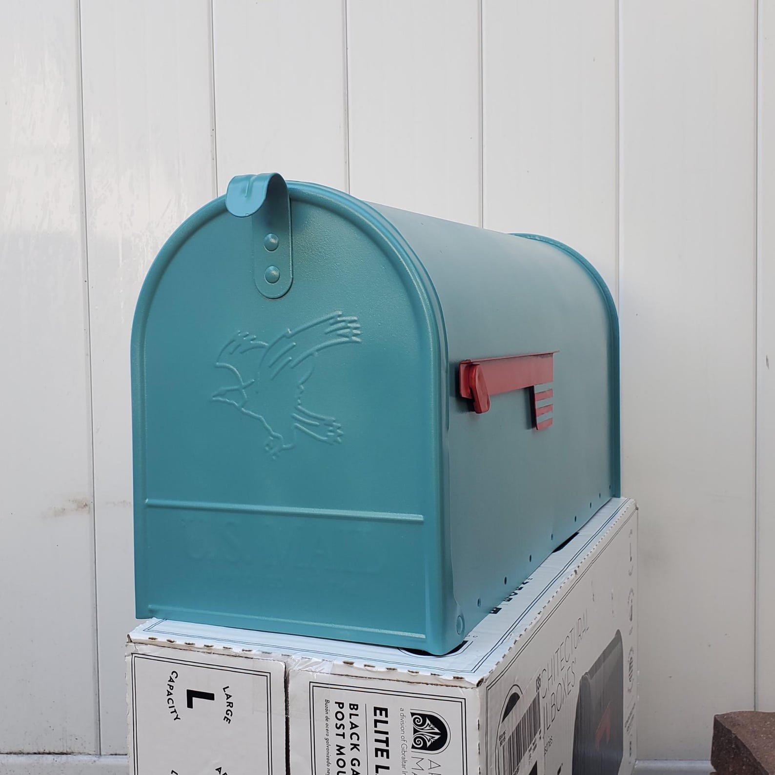 Large Size Mailbox Teal Painted Post Mount Mailbox House Warming Gift ...