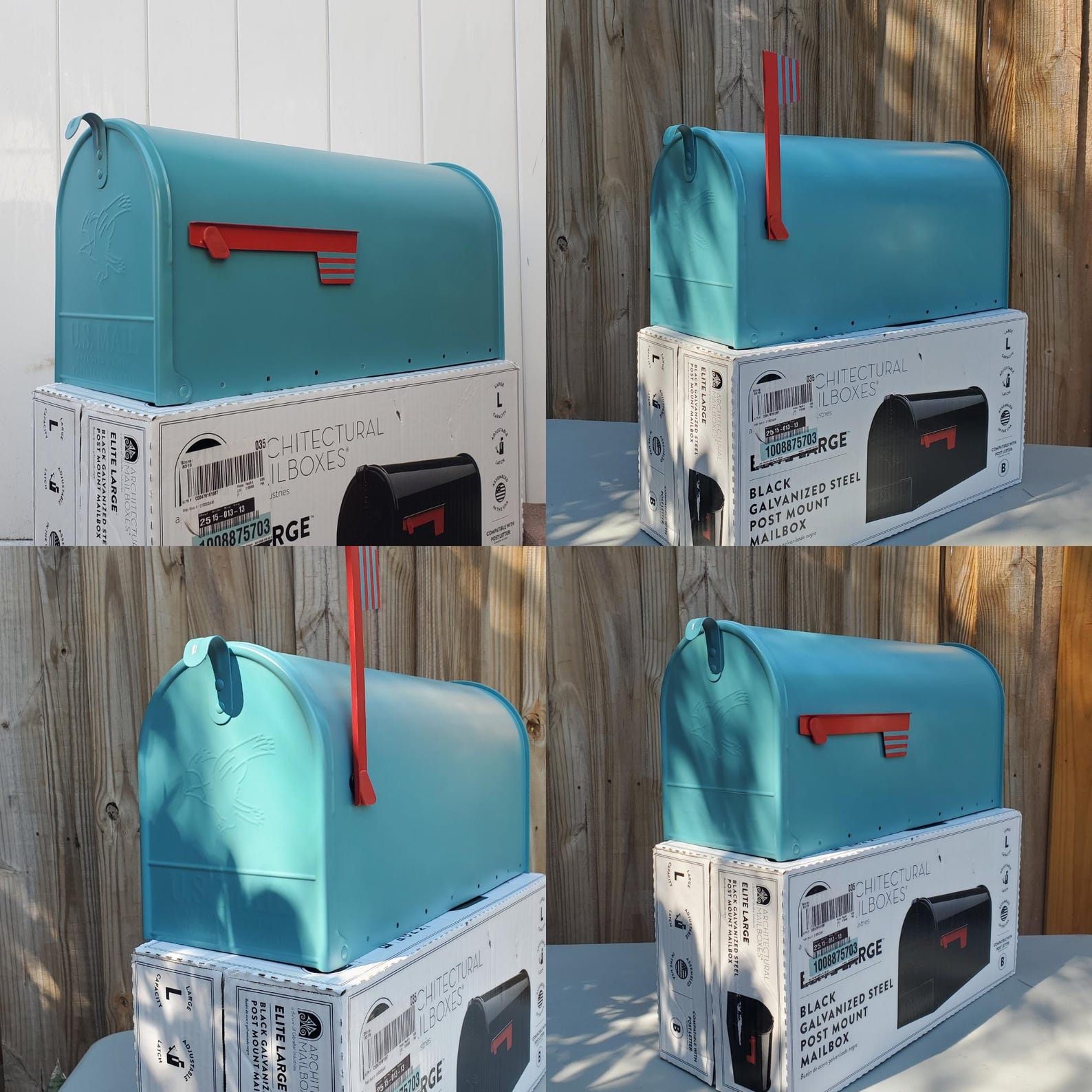 Large Size Mailbox Teal Painted Post Mount Mailbox House Warming Gift ...